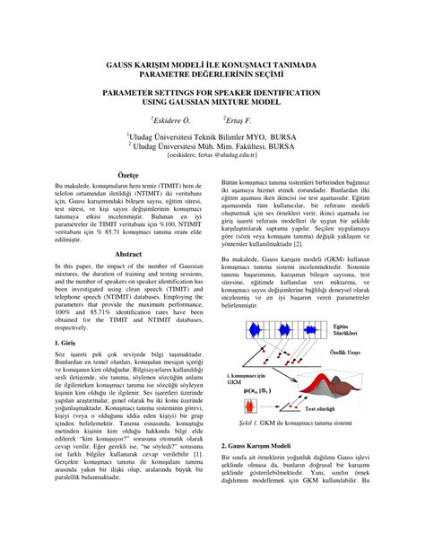 pdf parameter settings for speaker identification using gaussian