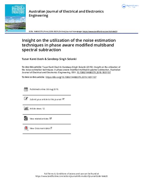 Pdf Insight On The Utilization Of The Noise Estimation Techniques In Phase Aware Modified