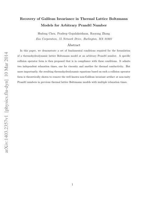 pdf recovery of galilean invariance in thermal lattice boltzmann