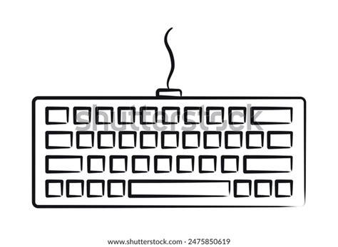 Sketch Keyboard Buttons Wire Pencil Drawn Computer Stock Vector
