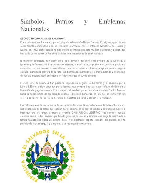 Simbolos Patrios Y Emblemas Nacionales Pdf