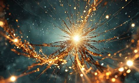 Vibrant Explosion Orange And Yellow Particles Radiates From Central