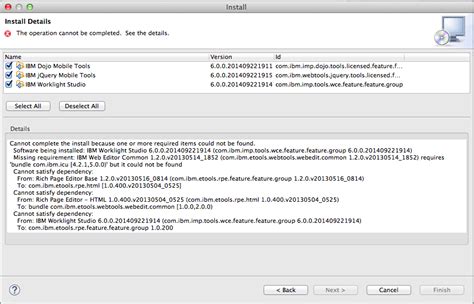 Eclipse IBM Worklight Returns Cannot Complete The Install Because One Or More