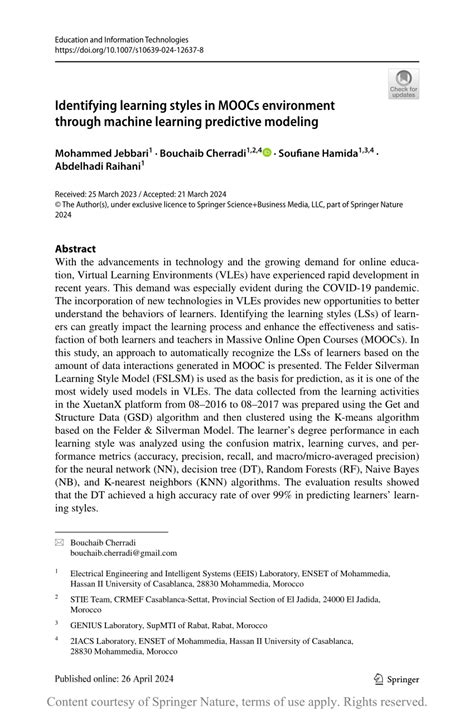 Identifying Learning Styles In Moocs Environment Through Machine