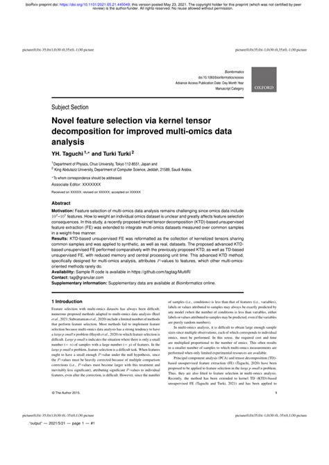 Pdf Novel Feature Selection Via Kernel Tensor Decomposition For