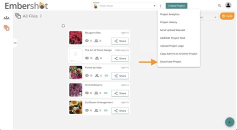 How To Deactivate A Project Embershot Support