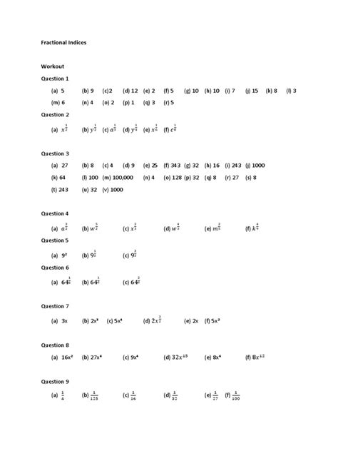 Fractional Indices Pdf Arithmetic Mathematics