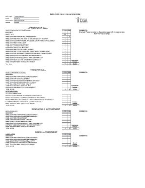 Call Evaluation Form Fill Online Printable Fillable Blank PdfFiller