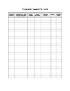 Free Printable Inventory Checklist Template