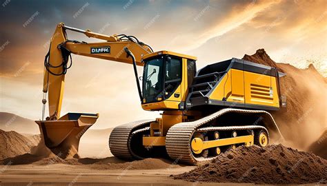 Excavator loading dumper truck tipper in sandpit | Premium AI-generated ...