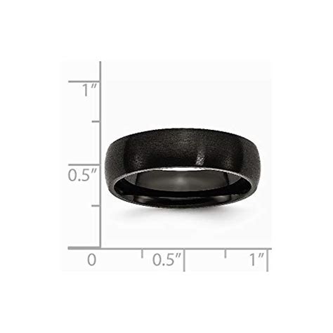 Engravable Half Round 6mm Black Ip Plated Stainless Steel Band Ring For