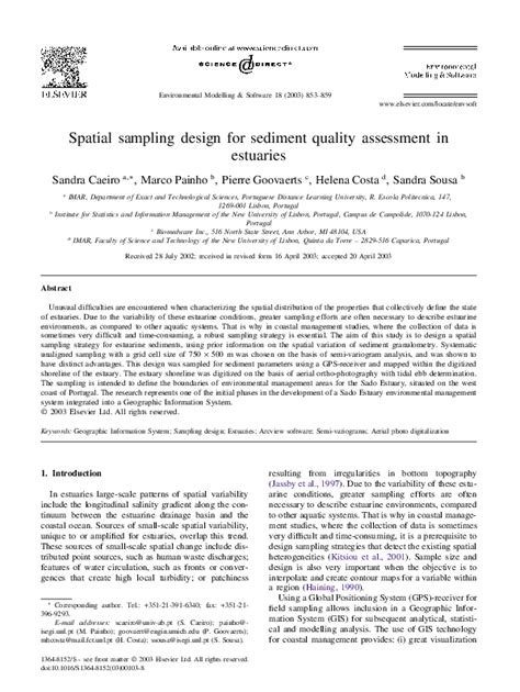pdf spatial sampling design for sediment quality assessment in estuaries