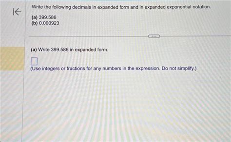 Solved Write The Following Decimals In Expanded Form And In Chegg