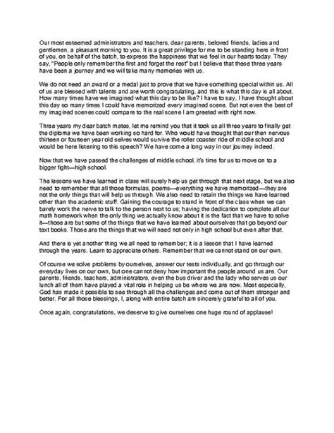 Sample Middle School Graduation Speech Artofit