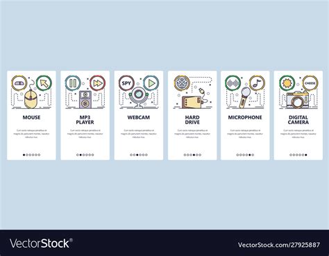 Mobile App Onboarding Screens Computer Hardware Vector Image