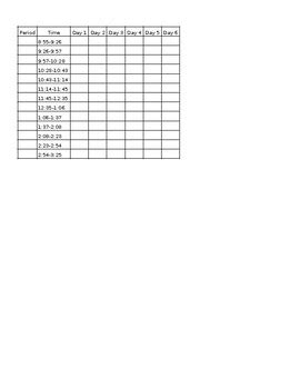 Excel Timetable Template By Middle Level Madness TPT