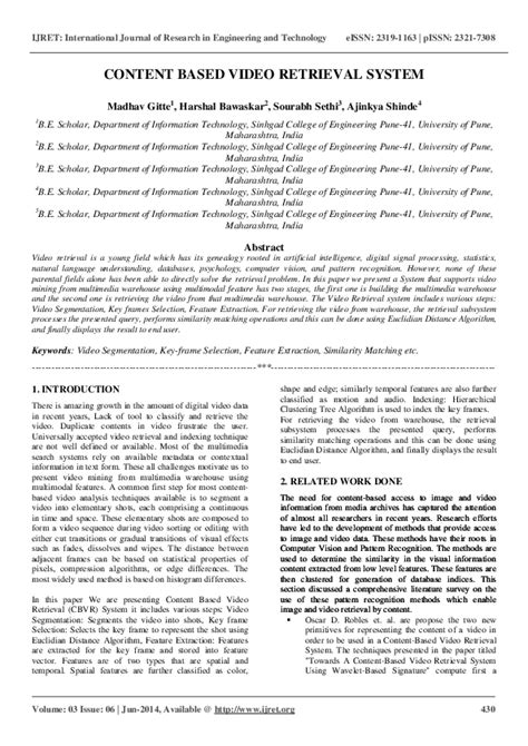 Pdf Content Based Video Retrieval System
