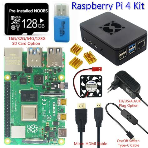 4gb Ram Raspberry Pi 4 Starter Kit With Abs Case Cooling Fan Sd Card