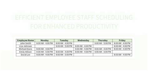 Optimizing Staff Schedules For Improved Workforce Efficiency Excel