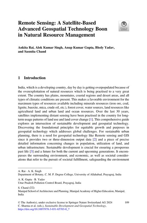 Pdf Remote Sensing A Satellite Based Advanced Geospatial Technology