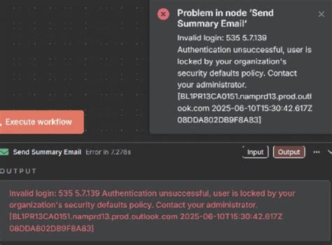 Sending Email From Your Outlook Office365 Smtp In N8n 535 5 7 139
