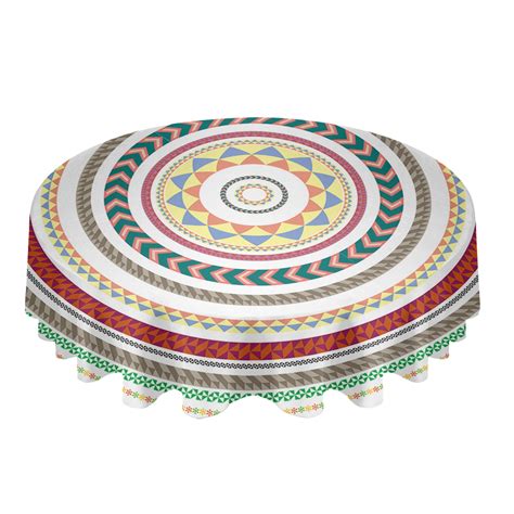 Boho Color Pattern Round Tablecloth Wedding Hotel Table Cover Holiday Dining Table Waterproof