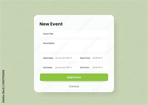New Event Create Form Popup Design For Web And Mobile Application Stock Vector Adobe Stock