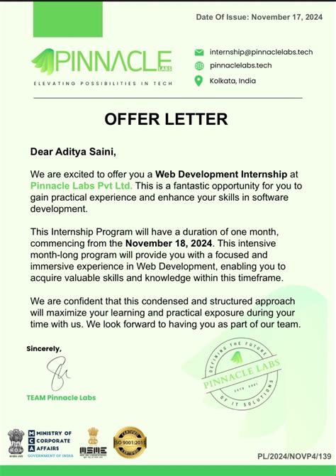 Aditya Saini On Linkedin Webdevelopment Internshipopportunity Grateful Pinnaclelabs