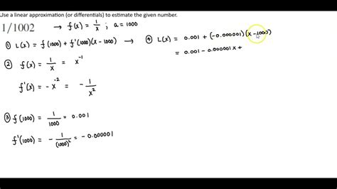 Math 1a 3 9 18 Use A Linear Approximation Or Differentials To Estimate The Given Number Youtube