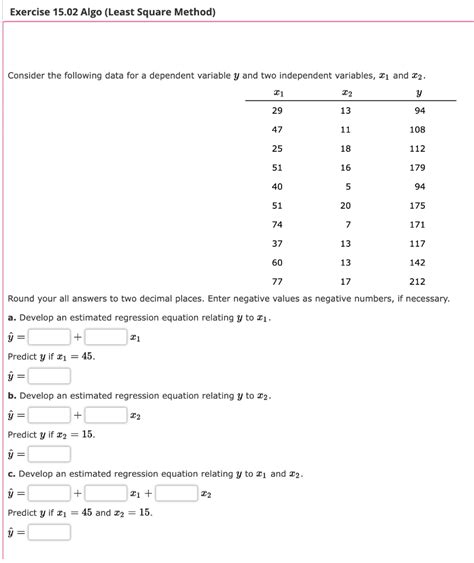 solved exercise 15 02 algo least square method consider