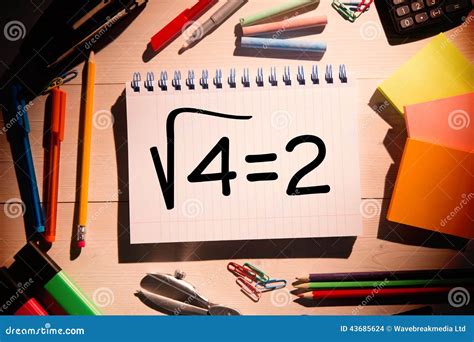 Composite Image Of Square Root Of Four On Notepad Stock Illustration Illustration Of Square