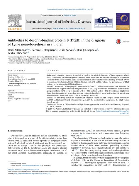 Pdf Antibodies To Decorin Binding Protein B Dbpb In The Diagnosis
