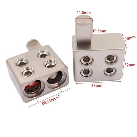 1pair Car Audio Splitter Wire Power Supply Terminal Audio Amplifier Dual 1 0 Gauge To 1 0 Gauge