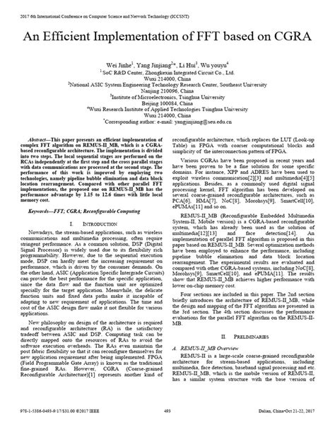 2017 An Efficient Implementation Of Fft Based On Cgra Pdf Fast Fourier Transform Field
