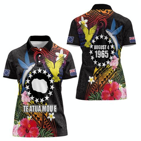 Cook Islands Independence Day Women Polo Shirt Maroro And Kakaia With