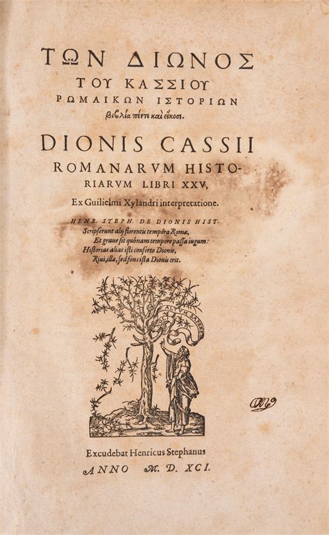 Tōn Diōnos Tou Kassiou Rōmaikōn Historiōn Biblia Pente Kai Eikosi