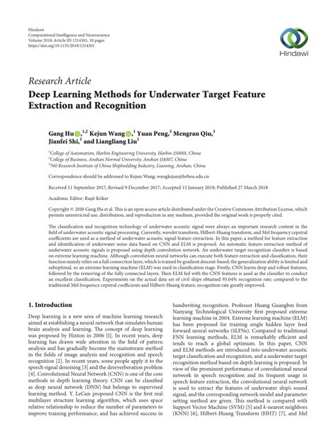 Pdf Deep Learning Methods For Underwater Target Feature Extraction