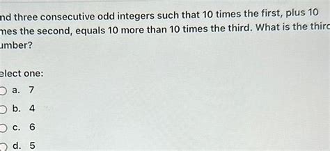 Answered Nd Three Consecutive Odd Integers Such That 10 Times The Kunduz