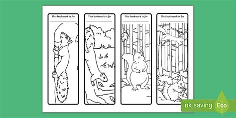 Squirrel Bookmarks To Colour Twinkl Bookmarks To Colour