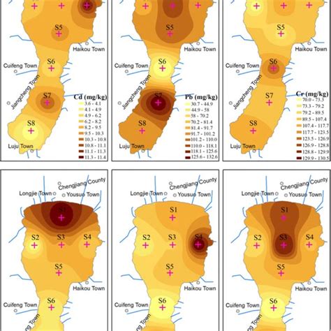 Spatial Distributions Of Six Heavy Metals In Surface Sediments Of