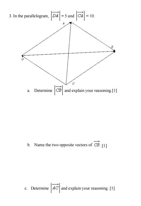 Solved In The Parallelogram Vec DA And Chegg Com