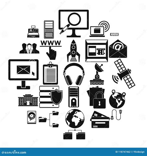 Hacker Icons Set Simple Style Stock Vector Illustration Of