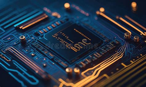 Photography Of Cyber Circuit Board Components Microchip With Chip