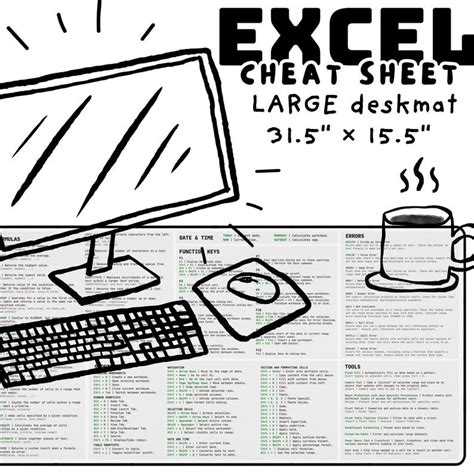 Excel Shortcut Desk Mat Excel Super Shortcuts Mouse Pad Desk Mat Mouse Pad Corporate Gift