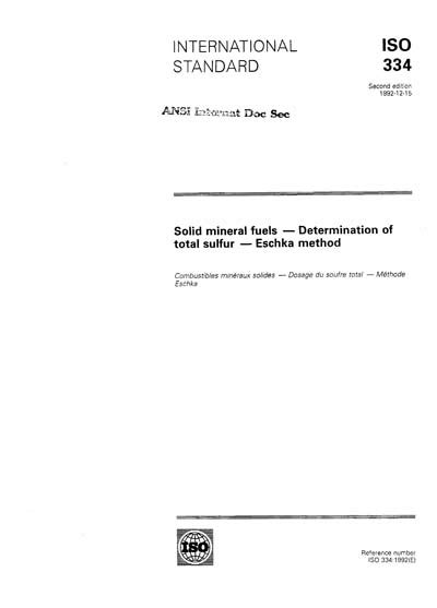 ISO 334:1992 - Solid mineral fuels - Determination of total sulfur ...