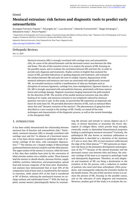 Pdf Meniscal Extrusion Risk Factors And Diagnostic Tools To Predict