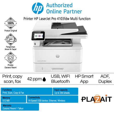 Printer Hp Laserjet Pro 4103fdw Multi Function Hp Harga Rp 11 850