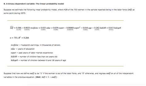 Solved A Binary Dependent Variable The Linear Probability Chegg