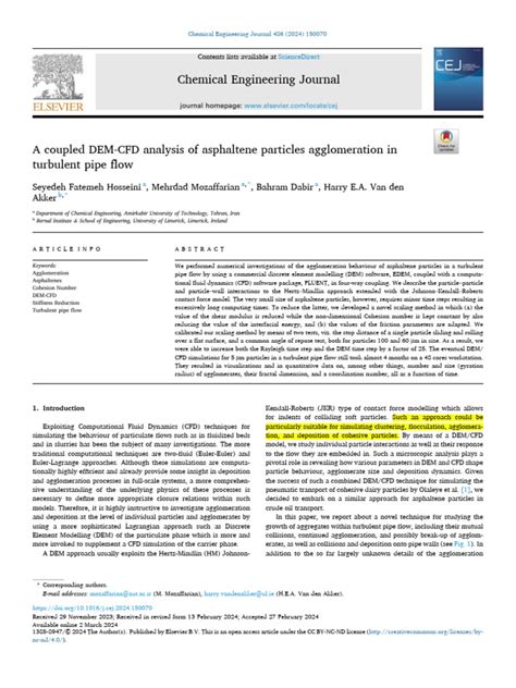 A Coupled Dem Cfd Analysis Of Asphaltene Particles Agglomeration In