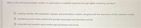 solved which of the following strategies enable an